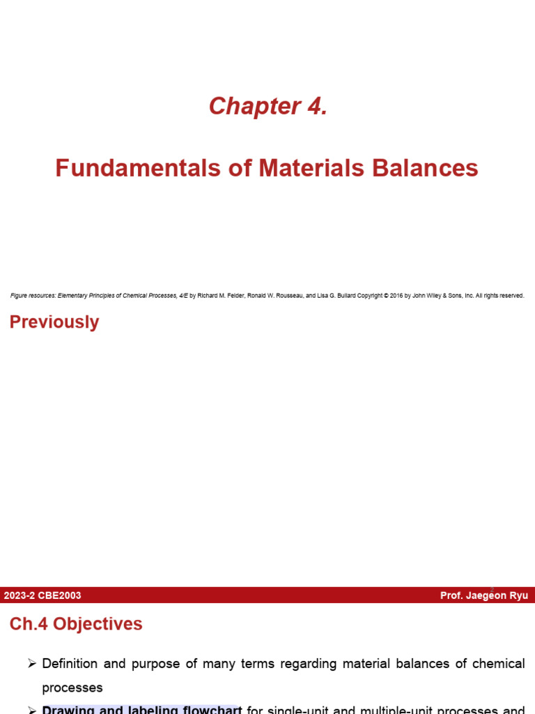 Ch4 - Fundamentals of Materials Balances | Download Free PDF | Equations | Recycling