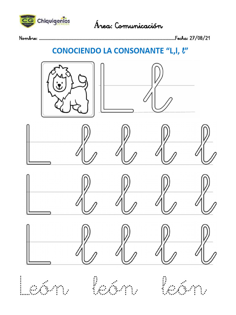 La Consonante L, Silabas La, Lel, Li, Lo, Lu y Aprendo Rimas | PDF