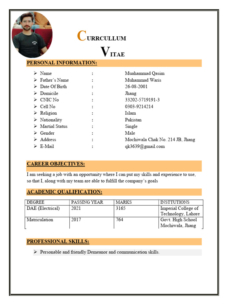 Qasim CV | PDF Qasim CV | PDF
