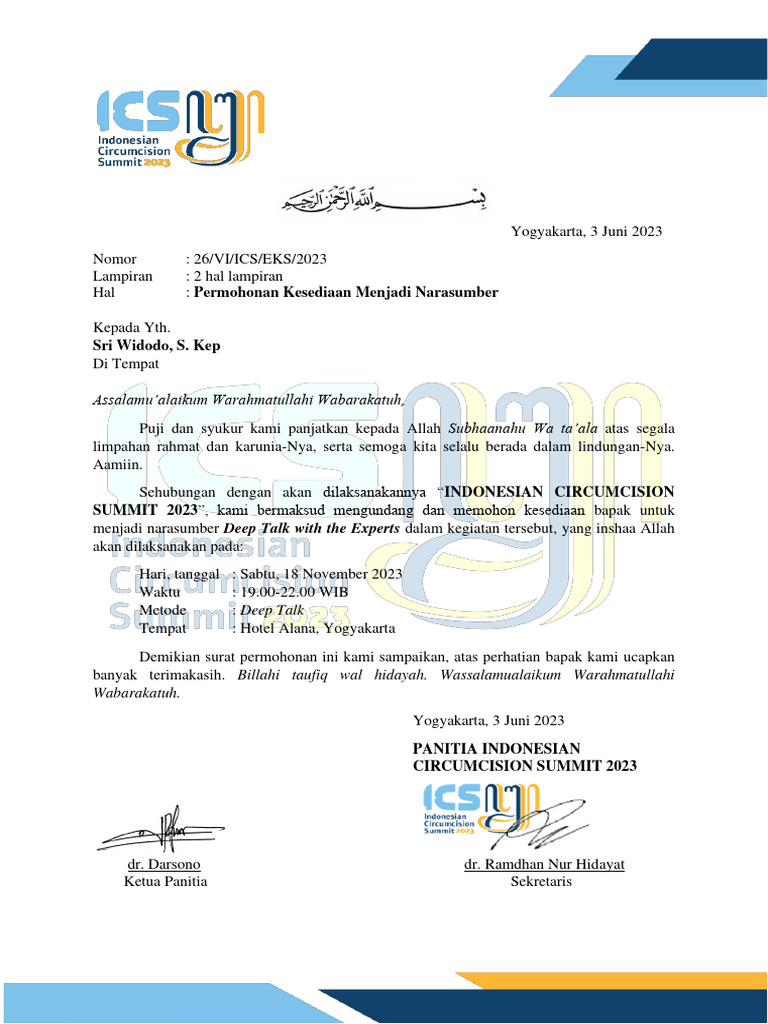 Surat Permohonan Pemateri DT Sri Widodo, S. Kep | PDF | Pengembangan Diri | Kesehatan Holistik