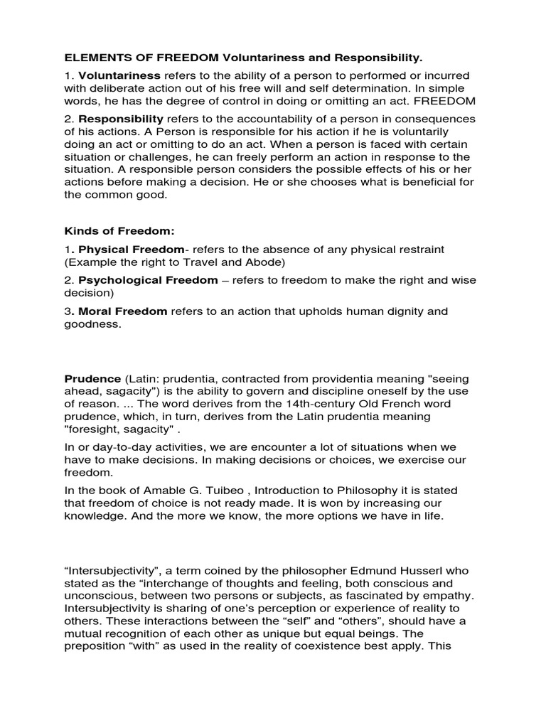 ELEMENTS OF FREEDOM Voluntariness and Responsibility | PDF | Philosophy