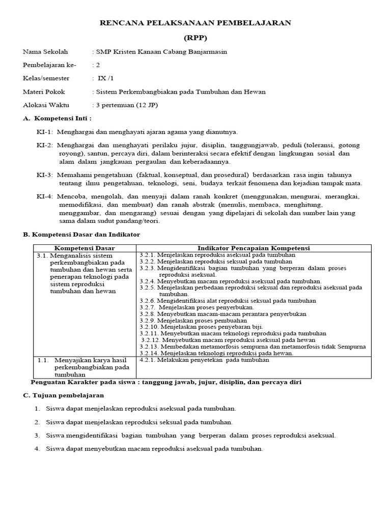 RPP 9 (2) Sist. Perkembangbiakan Tumbuhan Dan Hewan | PDF