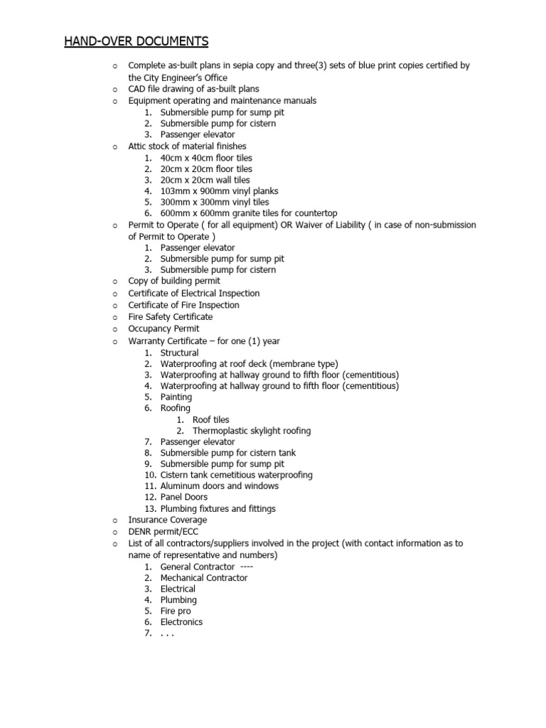 Docs For Handover | PDF