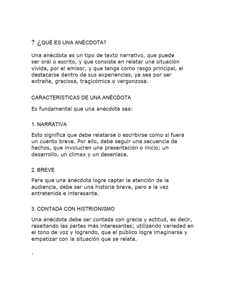Qué Es Una Anécdota | PDF