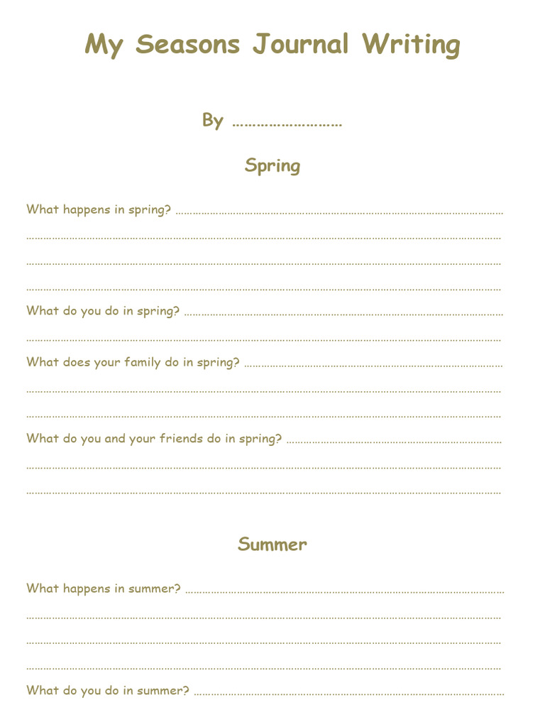 My Seasons Journal Writing Guide | PDF
