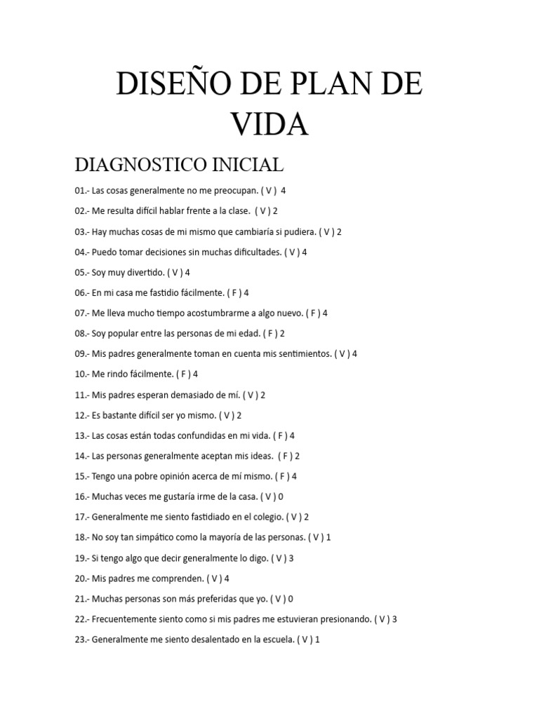 DISEÑO DE PLAN DE VIDA | PDF
