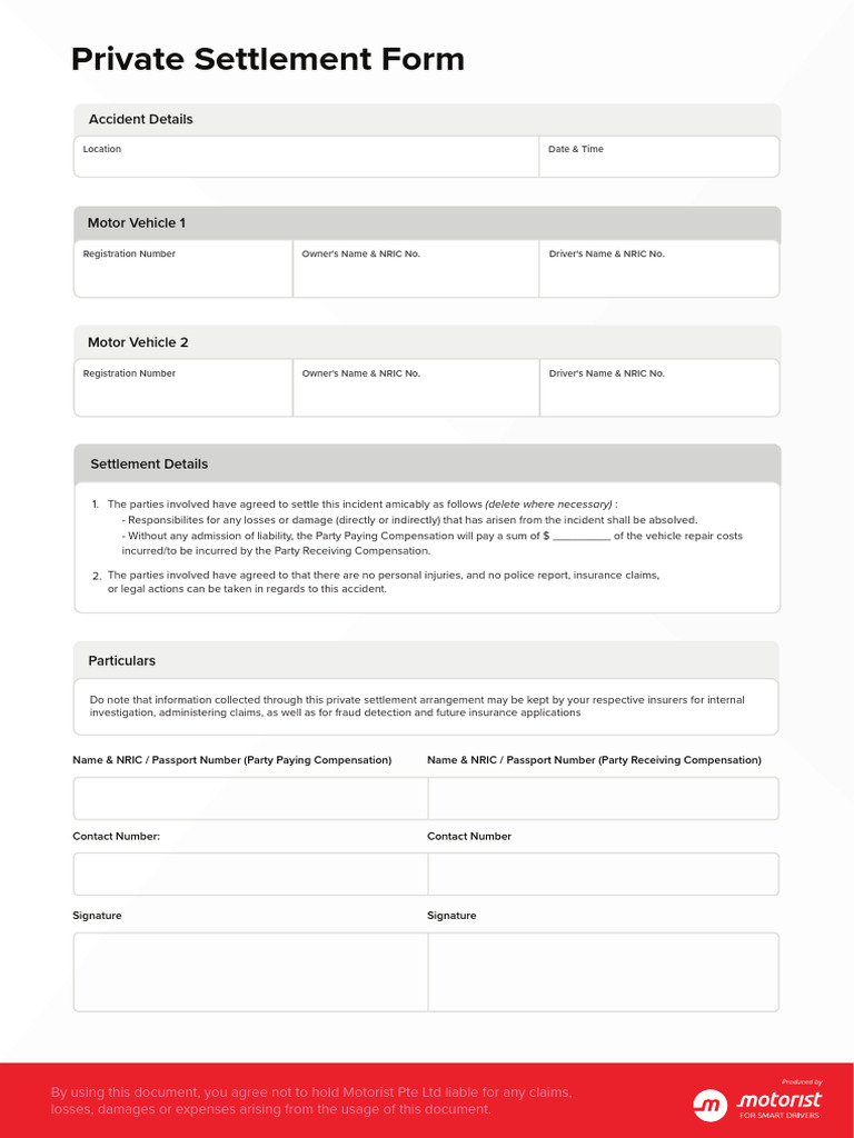 Private Settlement Form | PDF