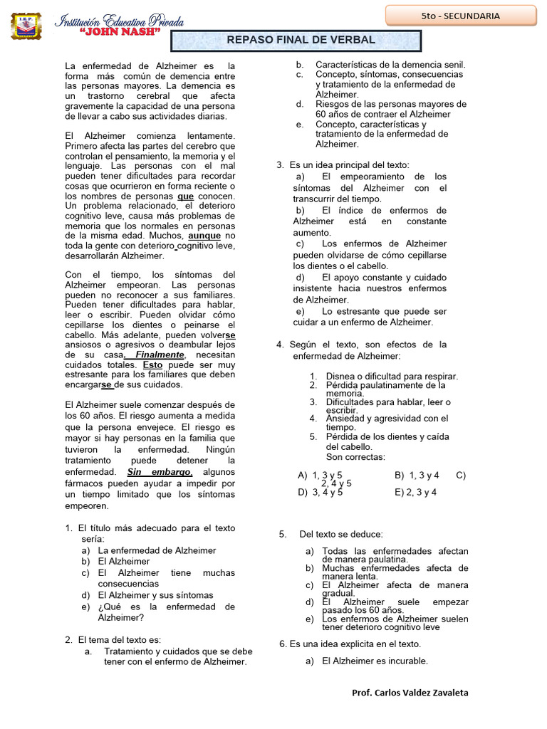 Repaso Final de Verbal | PDF