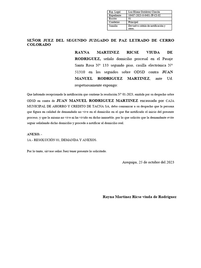 Devuelvo Cédula de Notificación | PDF Devuelvo Cédula de Notificación | PDF