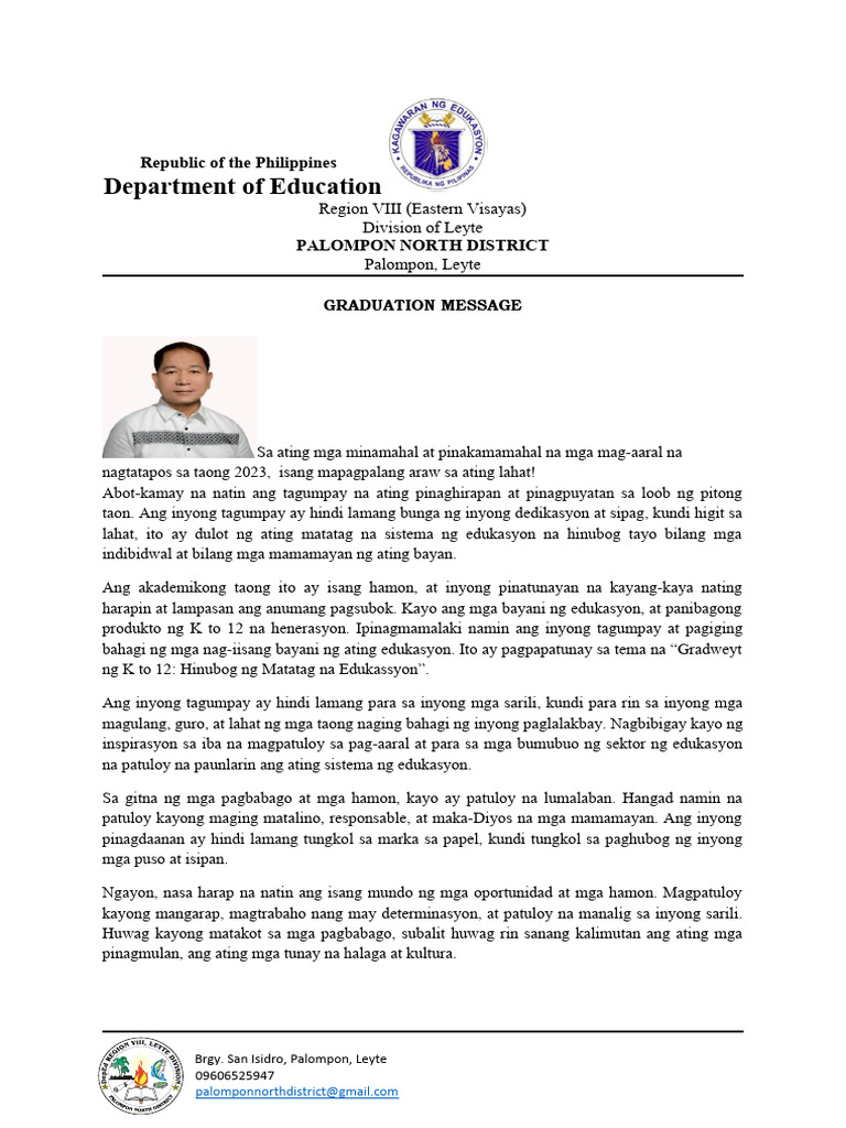 Grad Message Tagalog | PDF