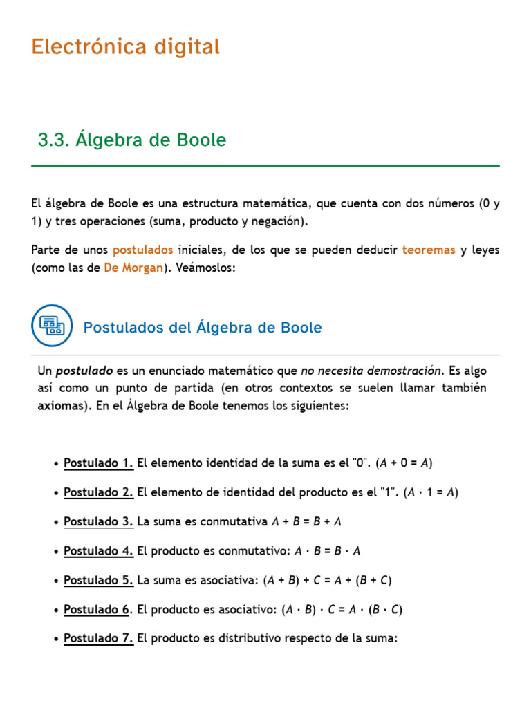 Fundamentos del Álgebra de Boole | PDF