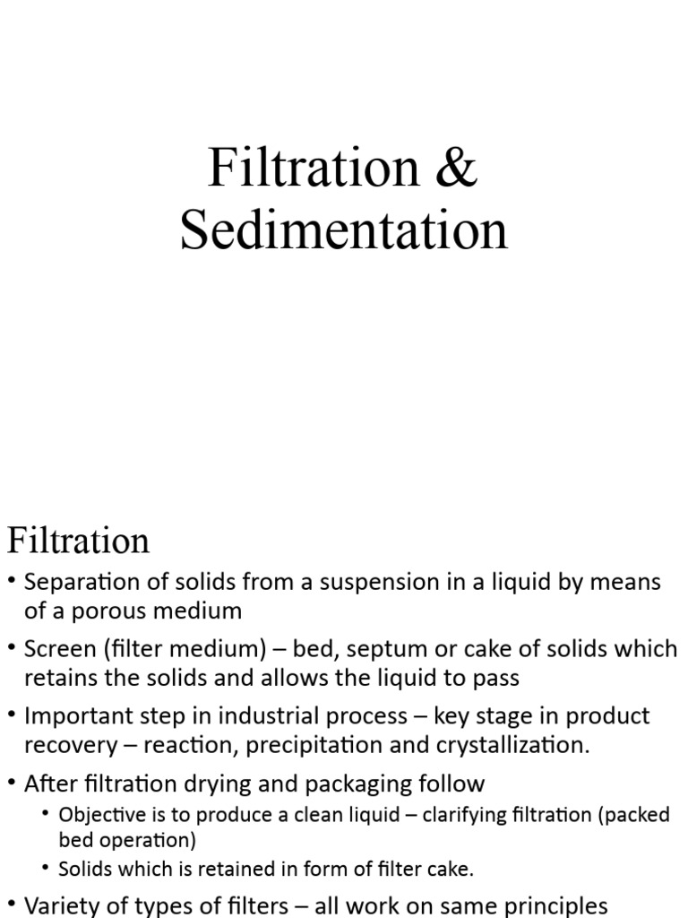 Filtration and Sedimentation | PDF | Filtration | Water Treatment