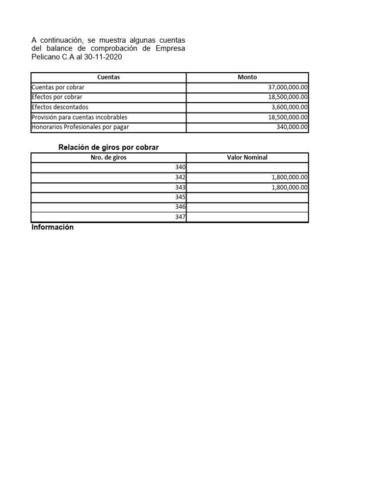 Efectos Por Cobrar Ejercicio Pdf Bancos Business
