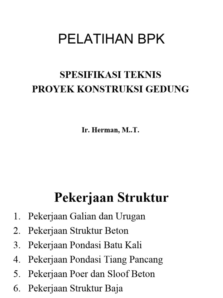 1 Pemahaman Spesifikasi Teknis Proyek Konstruksi BGN | PDF | Teknologi & Rekayasa