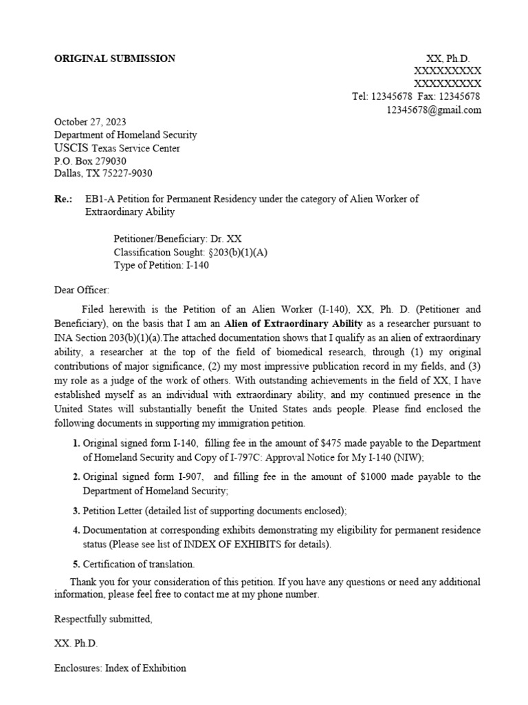 Cover Letter-Original Submission | PDF | Immigration To The United ...