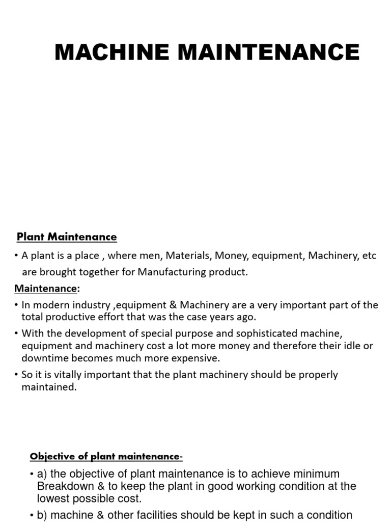 Importance of Plant Maintenance | PDF | Engineering | Systems Engineering