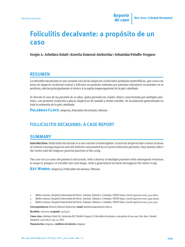 Foliculitis Decalvante: Caso Clínico y Tratamiento | PDF | Perdida de ...