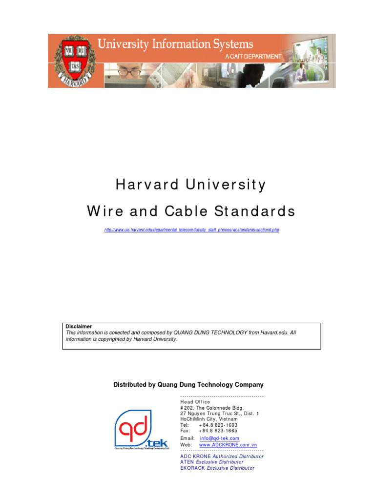 Cabling Standard - (Private) - Harvard University - Wire and Cable Standards | PDF