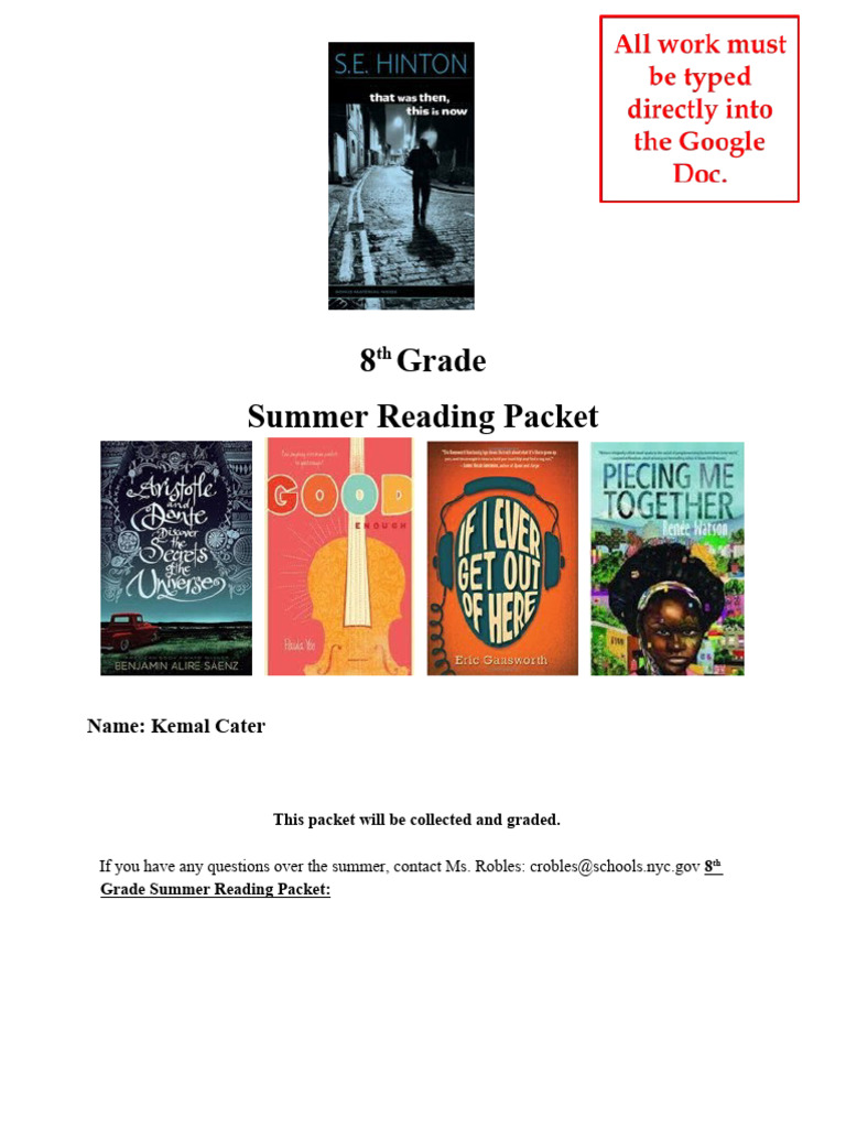 Kemal Cater - 8th Grade Summer Homework-Onflight | PDF
