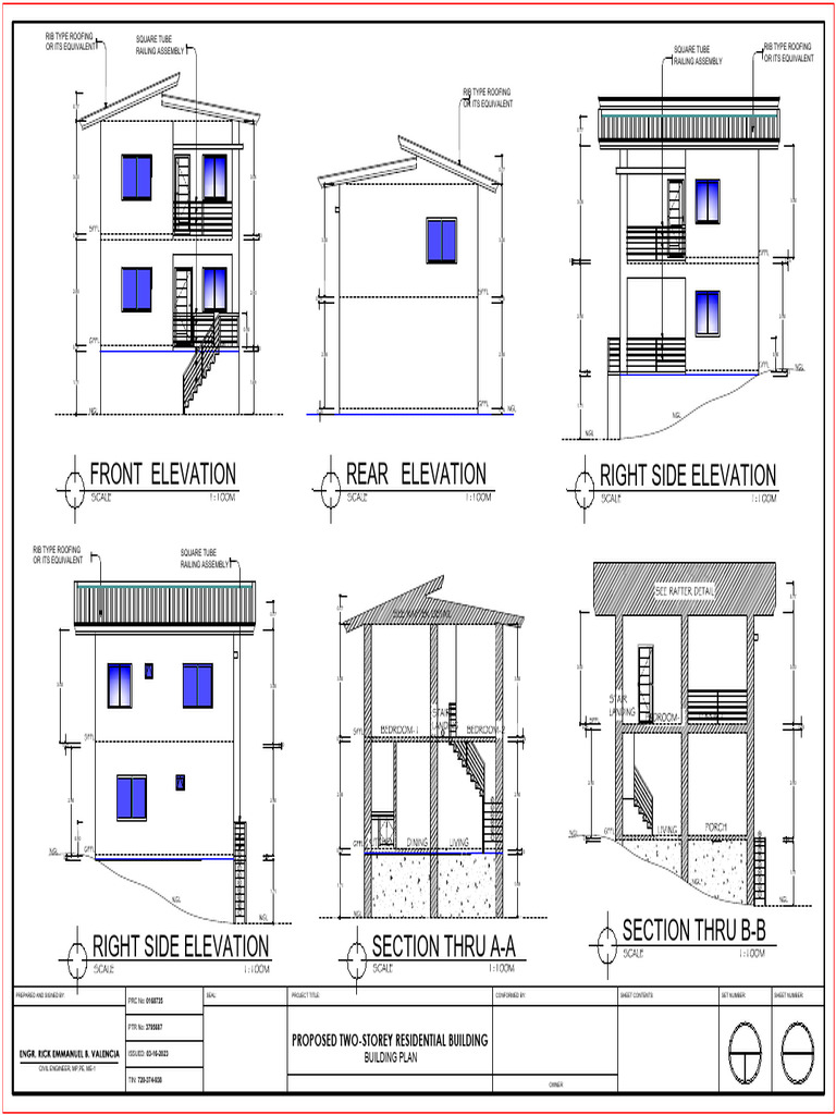 Front Elevation Rear Elevation Right Side Elevation: Proposed Two-Storey Residential Building ...