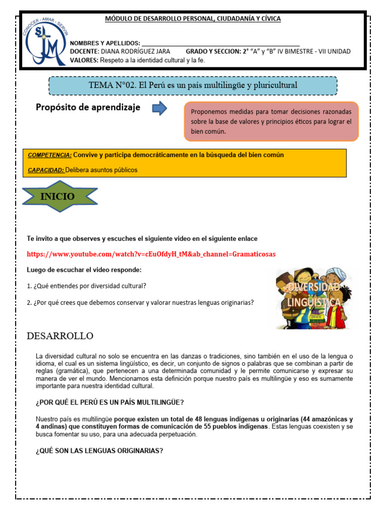 2DO MODULO 02. El Peru Es Un Pais Multilingue | PDF