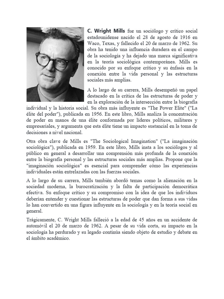 Biografía de C. Wright Mills | PDF