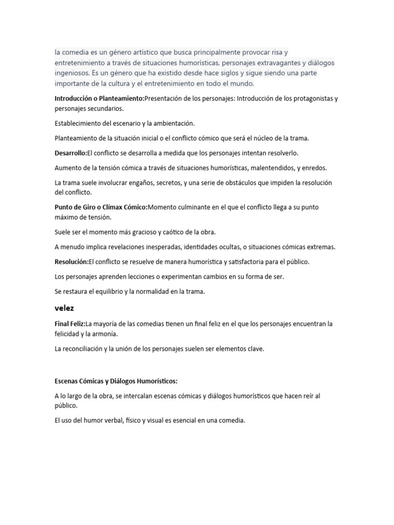 La Comedia Es Un Género Artístico Que Busca Principalmente Provocar ...