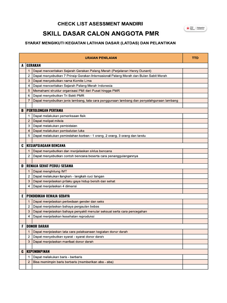 Checklist Assesement PMR | PDF