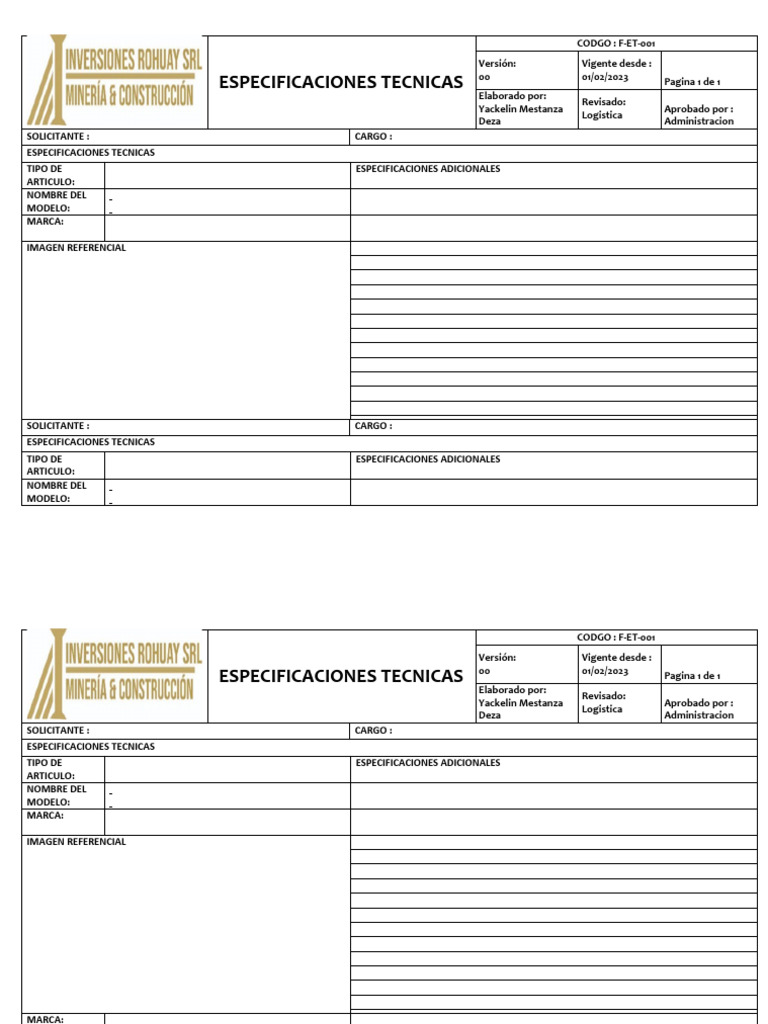 Anexo de Especificacion Tecnica | PDF