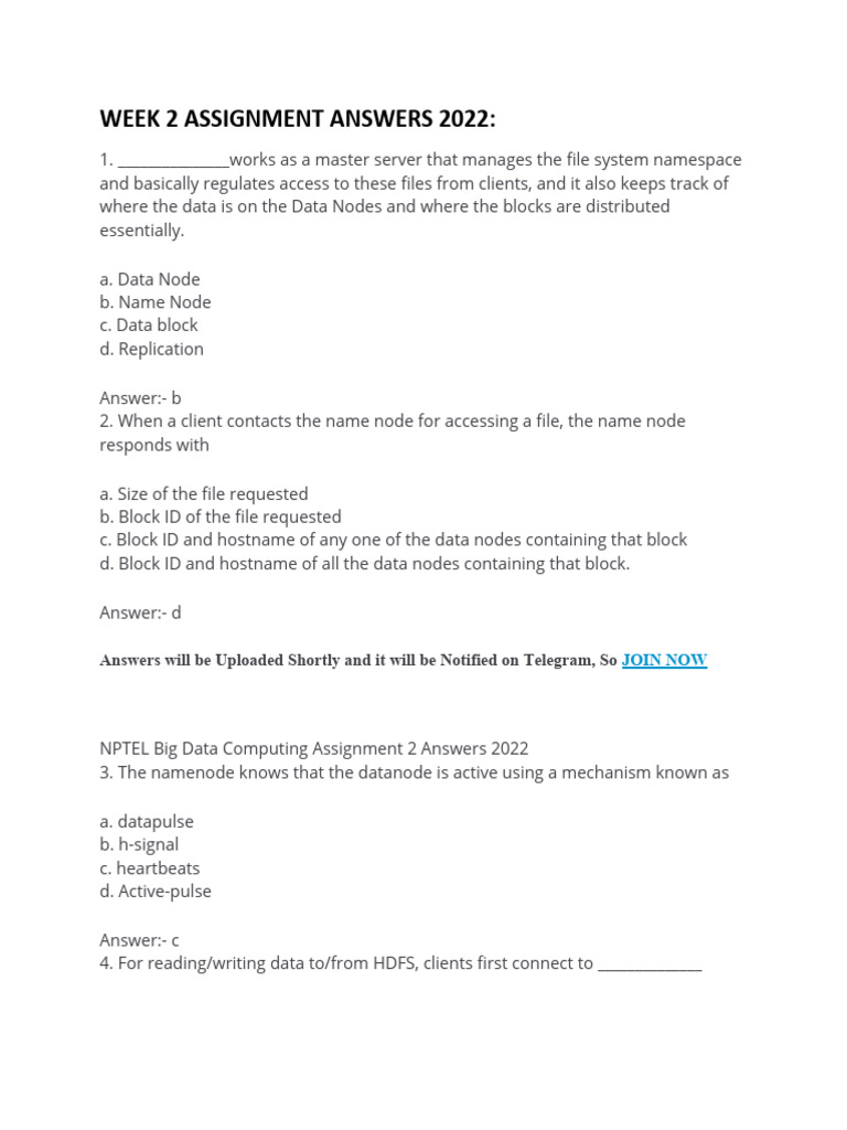 Week 2 Assignment Answers 2022 Pdf Apache Hadoop Computer Science 