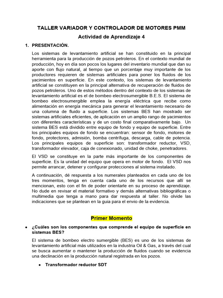 AA4-EV01. Taller Variador y Controlador de Motores PMM | PDF AA4-EV01. Taller Variador y Controlador de Motores PMM | PDF