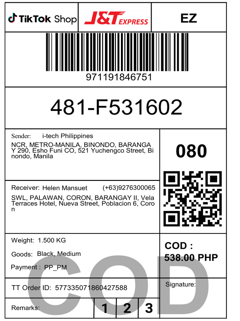 05-23 - 10-23-19 - Shipping Label+packing List Itech | PDF | Metro Manila
