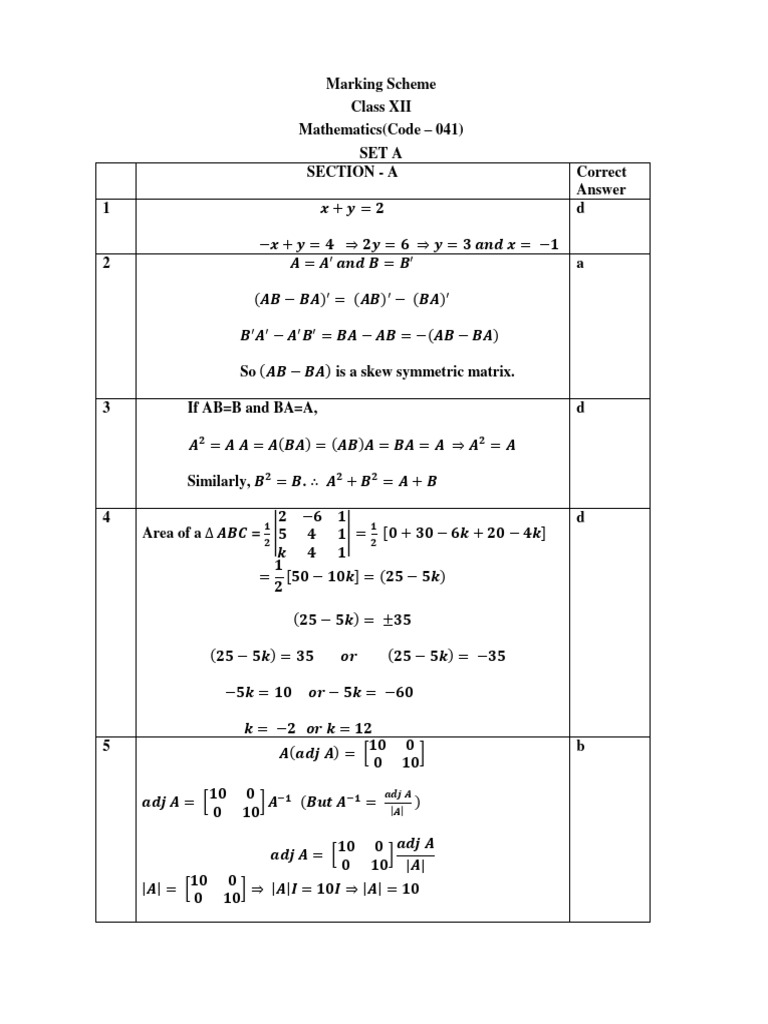 Class Xii Maths Answer Key Seta | PDF | Euclidean Vector | Perpendicular
