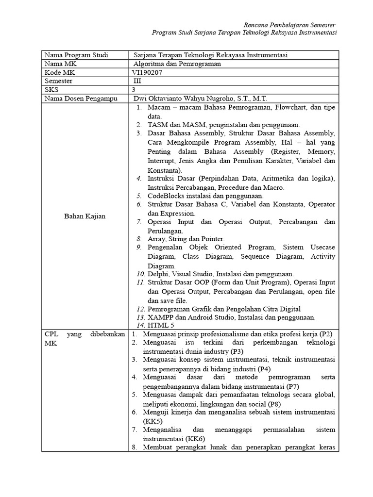 RPS Algoritma & Pemrograman | PDF