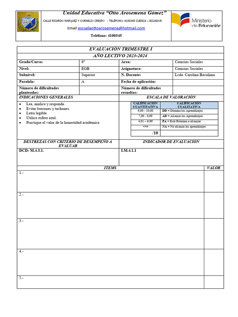 Formato de Evaluación Trimestral | PDF