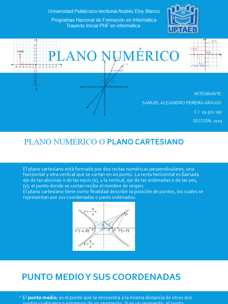 Plano NUmerico y Ejercicios, Samuel Pereira | PDF | Elipse | Conceptos matemáticos