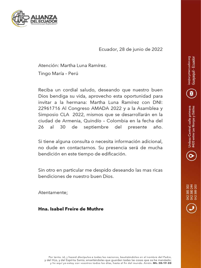 Carta de Invitación | PDF
