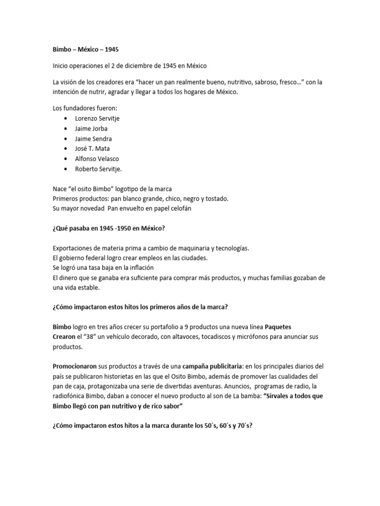 Historia de Bimbo y Ramo en México y Colombia | PDF | Colombia | México