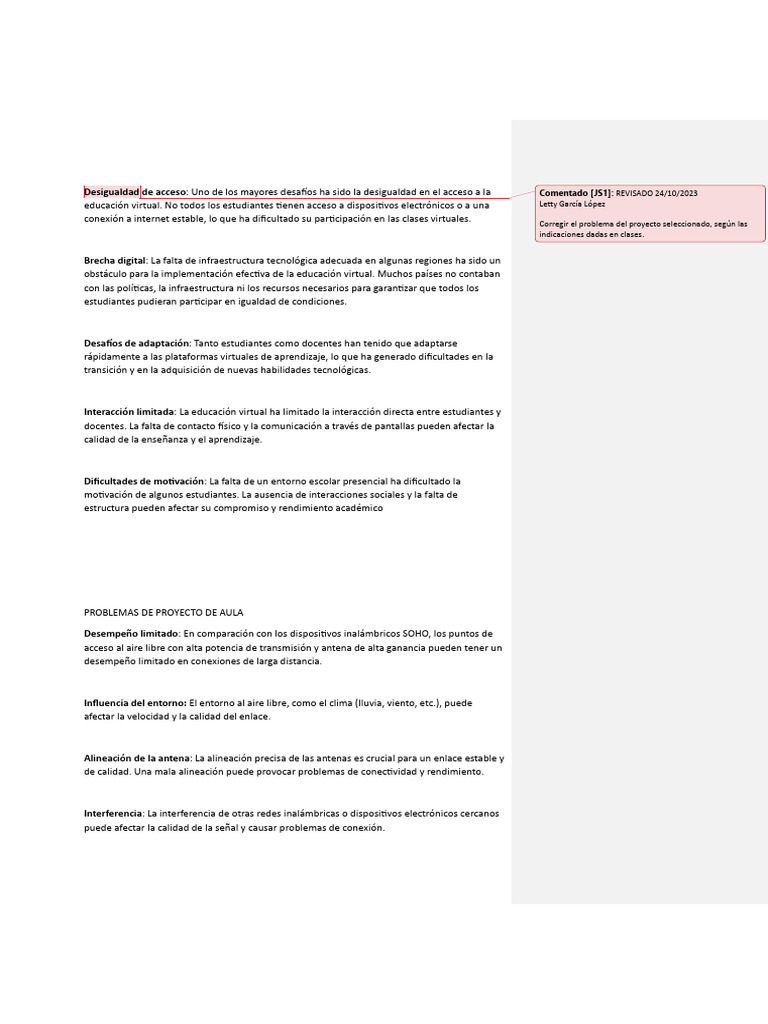 PROYECTO DE AULA Modificaciones | PDF