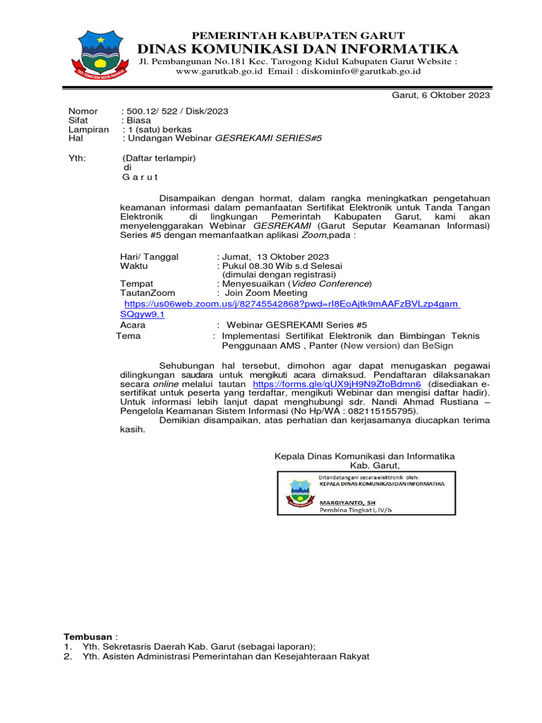Surat Undangan Webinar #5 - Sign | PDF