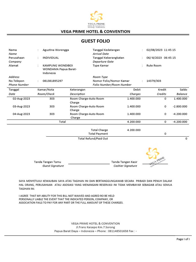 Vega Prime Hotel | PDF
