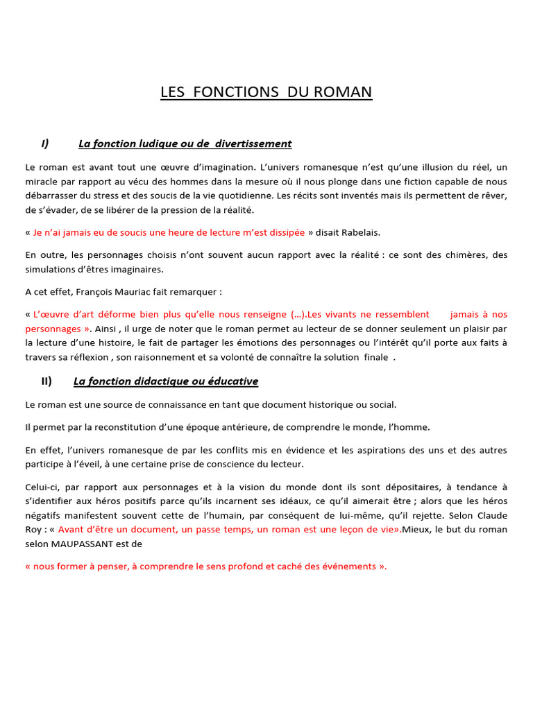 Fonctions Du Roman-1 | PDF