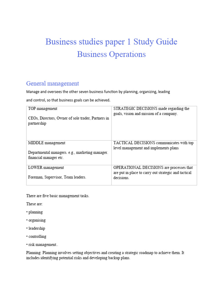 Grade 10 Bussiness Studies Term 1 Notes | PDF