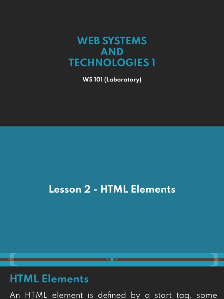 Lesson 2 HTML Elements 1 | PDF | Html | Html Element