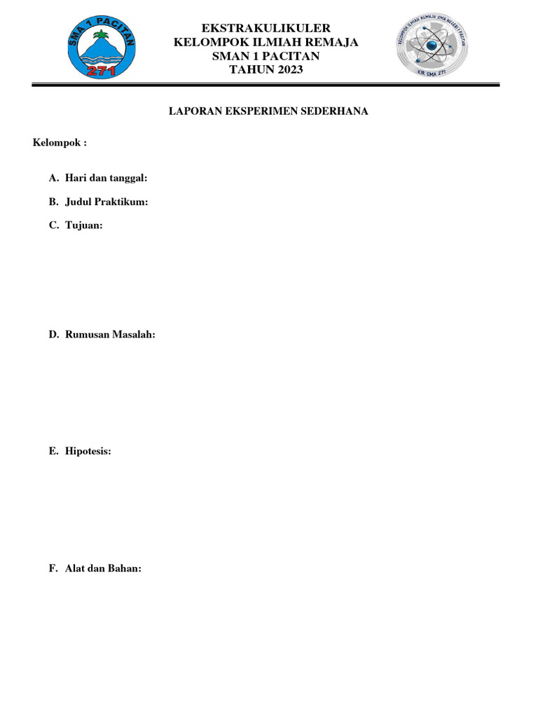 Laporan Eksperimen Sederhana (Format) | PDF