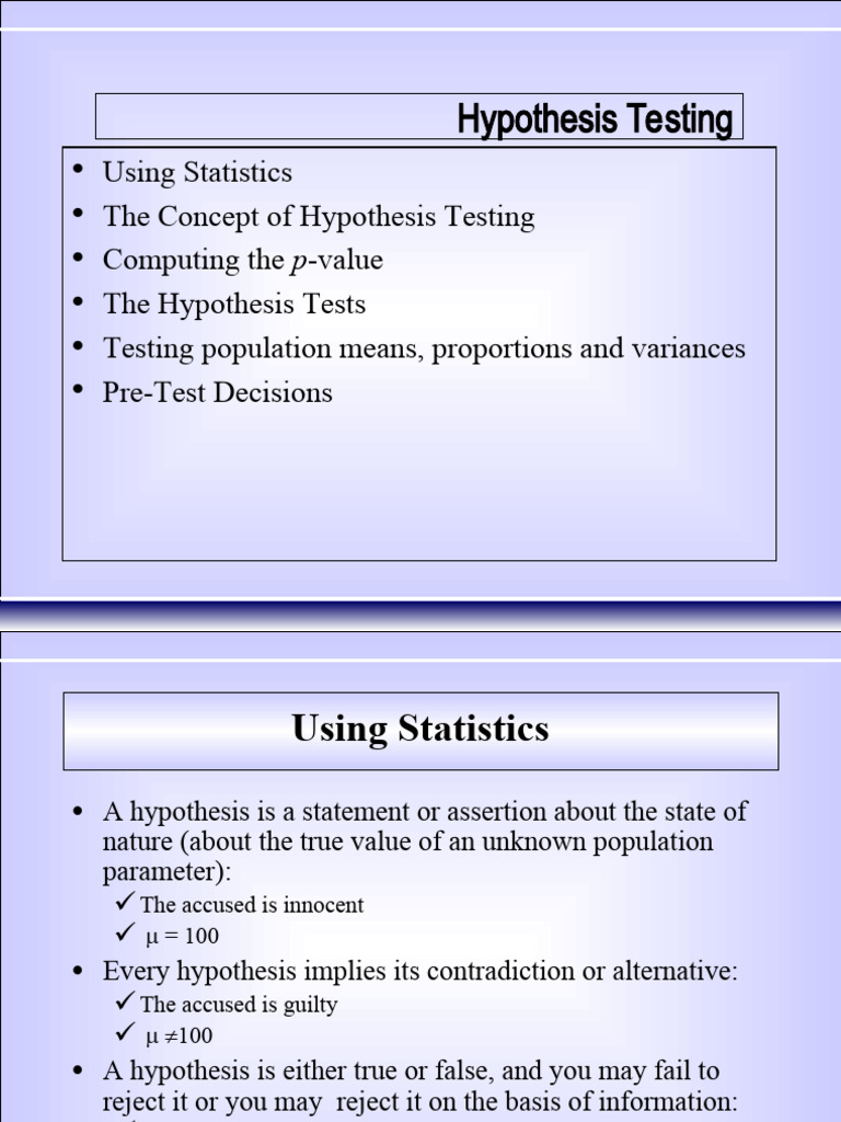 Hypotheses Testing | PDF