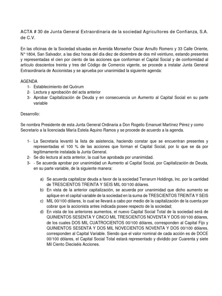 V. 5. Acta de Junta General Ordinaria # 30 2021 | PDF