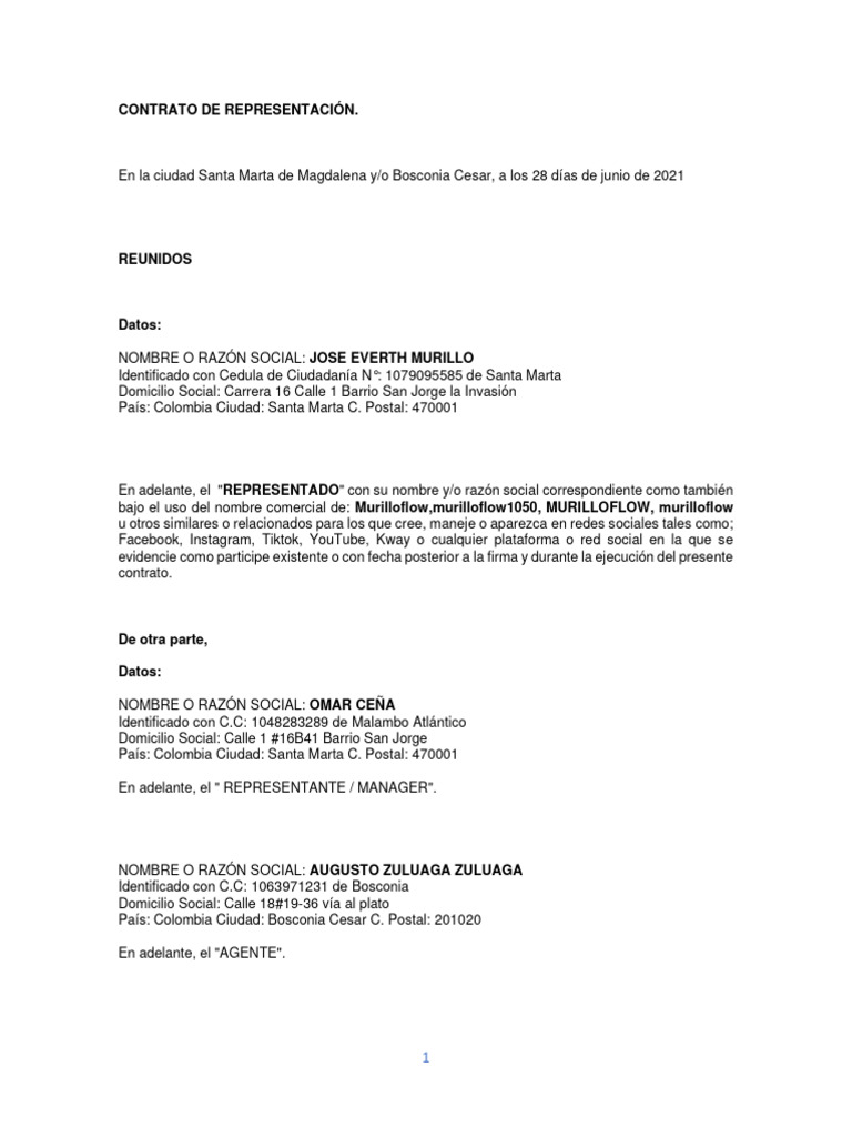 Contrato de Murillo Flow 1 | PDF | Publicidad | Marketing