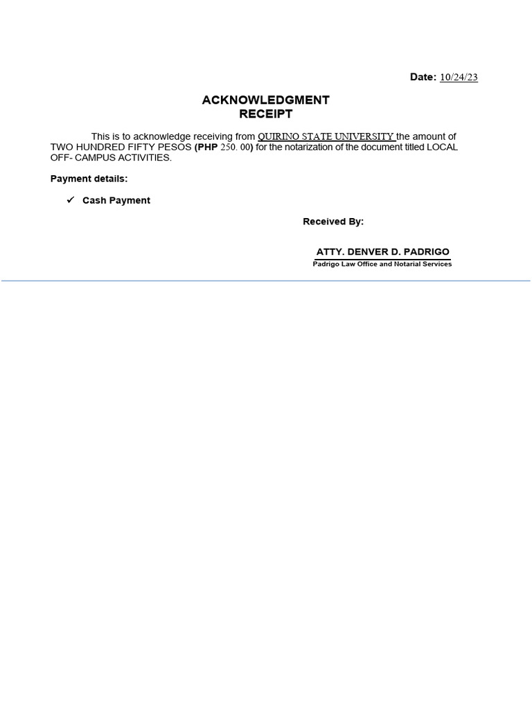 Acknowledgment Receipts | PDF