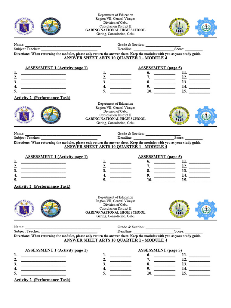 Answer Sheet Module 4 | PDF